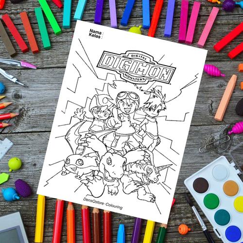 Jual Kertas Mewarnai AnakTema Digimon / Kertas Gambar (10 Lembar Gambar ...