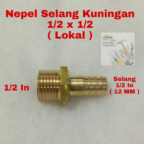 Jual Nepel Selang Kuningan 1/2x1/2 LOKAL - Nipple Selang Drat Luar ...