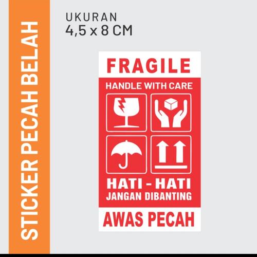 Jual Sticker fragile 4.5x8cm (isi 5lbr/pack) - 5,5x5,5cm - Jakarta ...