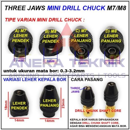 Jual THREE JAWS MINI DRILL CHUCK SCREW M7 / M8 - KEPALA BOR KECIL MINI ...