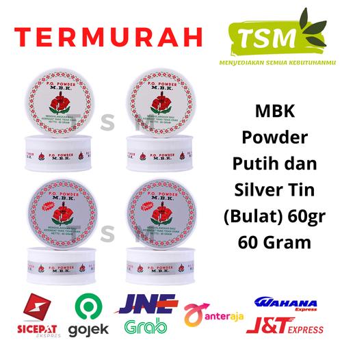 Jual MBK Powder Putih dan Silver Tin (Bulat) 60gr 60 Gram - Putih 1 Tin ...