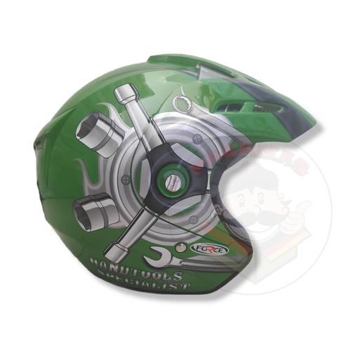 Jual TEKIRO Helm Motor Half Face SNI Warna Dasar Hijau Motif 3 Hand ...