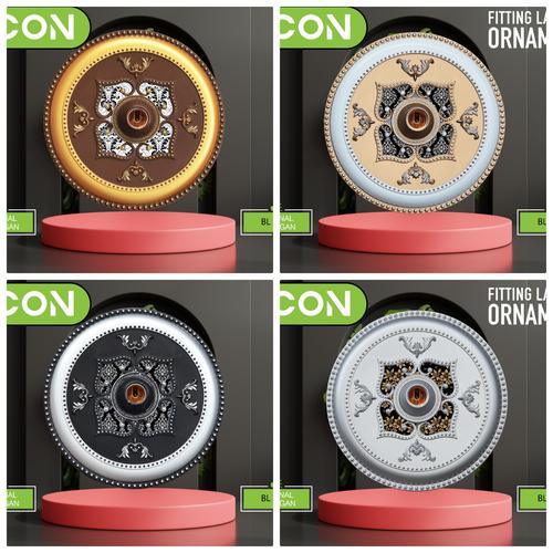 Jual fitting lampu plafon lampu hias ornamen ceiling PVC 30x30 cm BULAT ...