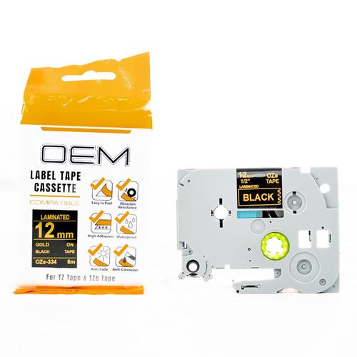 Jual OZE-334 OEM LABEL TAPE USE ON BRO-THER 12MM GOLD ON BLACK - Kota ...