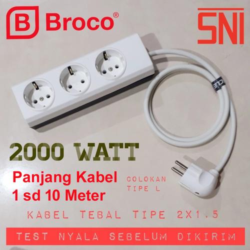 Jual Kabel Extension TEBAL 2×1.5 Colokan BROCO 3 lubang 1 - 10 meter ...
