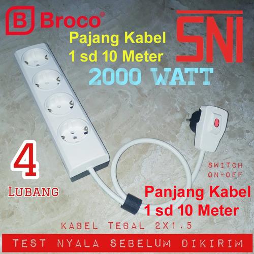Jual Kabel Extension TEBAL 2×1.5 Colokan BROCO 4 LUBANG Switch On Off ...
