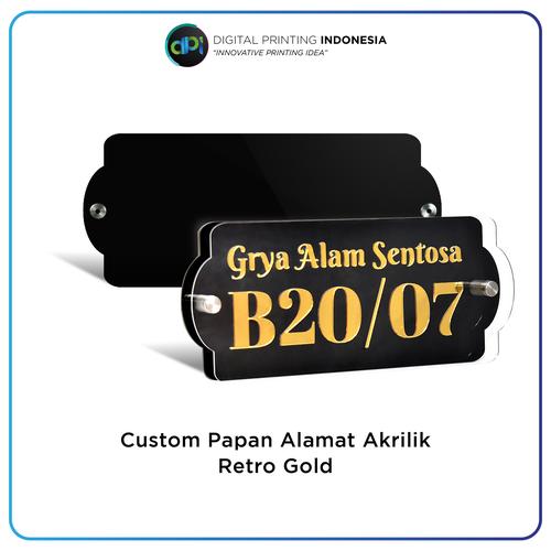 Jual Custom Papan Alamat & Nomor Rumah Akrilik Double - Retro Gold ...