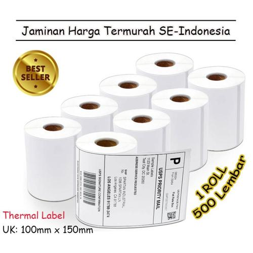 Jual KERTAS RESI LABEL THERMAL BARCODE ROLL A6 100x150 mm (500 Pcs) - Jakarta Barat - Flovale.id ...