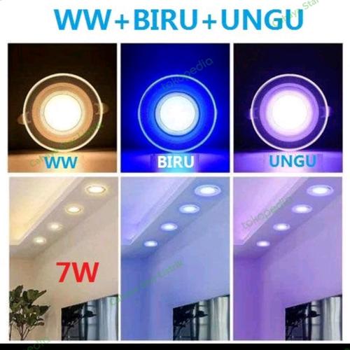 Jual LAMPU DOWNLIGHT KACA LED 3 WARNA 6WATT / PUTIH KUNING NETRAL - PTH ...