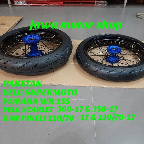 Jual Velg supermoto wr155 scarlet 300 350-17 plus ban pirelli 110 130 ...