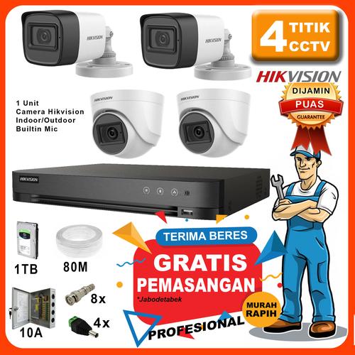 Jual Jasa Pasang CCTV Paket 4 titik Hikvision 3 standar cctv 1 mic cctv ...