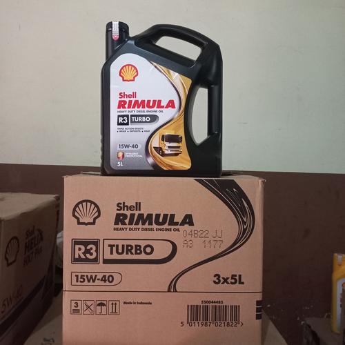 Jual OLI SHELL RIMULA R3 TURBO HEAVY DUTY DIESEL 15W 40 5 LITER - Kota ...