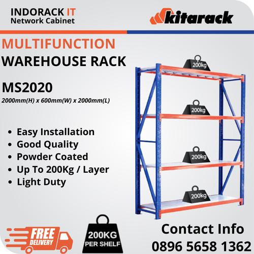 Promo Rack Gudang Light Duty 4Level/Susun, Tinggi 2Meter,Rack WareHose ...