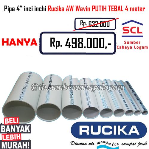 Jual Pipa PVC Paralon 4" in inchi inci Inch Wavin Rucika AW 4 Meter ...
