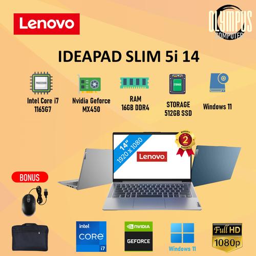 Jual Laptop Lenovo Ideapad Slim 5i 14 MX450 i7 1165G7 16GB 512SSD W11 ...