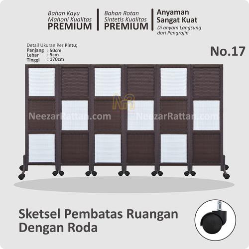 Jual Sketsel no 17 Partisi pembatas penyekat Ruangan pintu PAKAI RODA ...