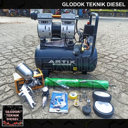 Jual PAKET LENGKAP CAT PROFESIONAL KOMPRESOR ANGIN OILLESS 1 HP 24 ...