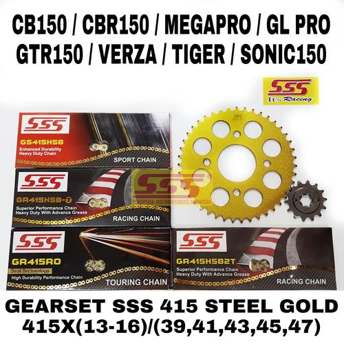 Jual GIRSET SSS 415 STEEL GOLD CB150 CBR150 SONIC GTR MEGAPRO RANTAI ...