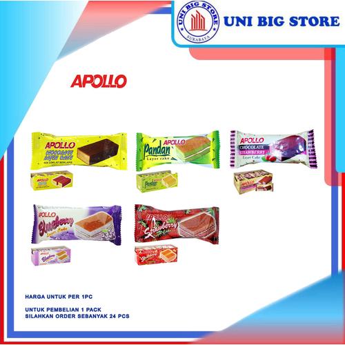 Jual Apollo Layer Cake Chocolate Pandan Blueberry Strawberry 18 Gr Pc ...