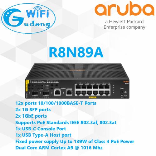 Jual HPE Aruba 6000 12G Class4 PoE 2G/2SFP 139W Switch R8N89A - Jakarta ...