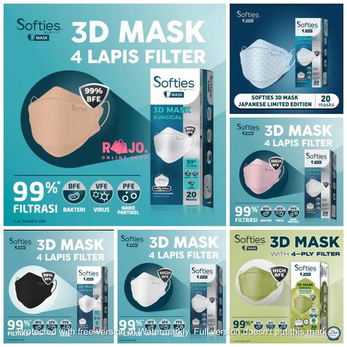 Jual Masker Softies 3D Surgical KF94 isi 20 pcs - Putih, Box isi 20 pcs ...