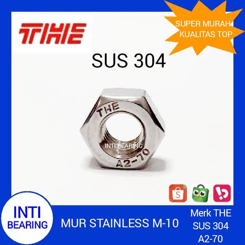 Jual MUR STAINLESS M10 MERK THE SS SUS 304 HEX NUT M10 x 1,5 PITCH 1.5 - MUR SS M10 - Kota ...