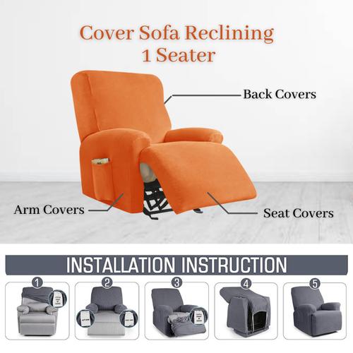 Jual Sofara Cover Sofa Reclining Sarung Recliner Elastis Velvet Beludru - Abu Tua, 1 Seater ...