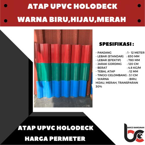 Jual Atap UPVC Holodeck warna Biru, Hijau, Merah, Transparant 30% - Kab ...
