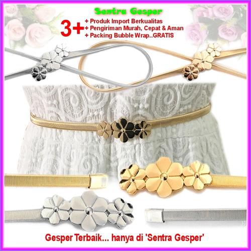 Jual Sabuk Elastis Wanita Fashion Gesper Cewek Ikat Pinggang Belt Gold ...