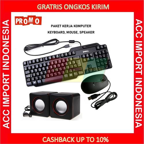 Promo Paket Combo Keyboard Mouse Speaker Work Kerja PC Desktop Komputer ...