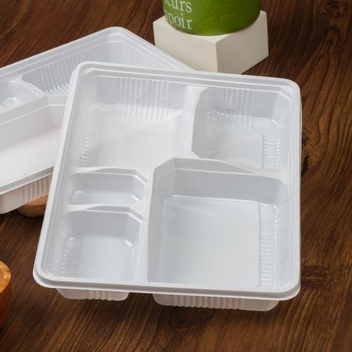 Jual mika tray bento tempat makan nasi sekat 5 warna putih 25 pcs per ...