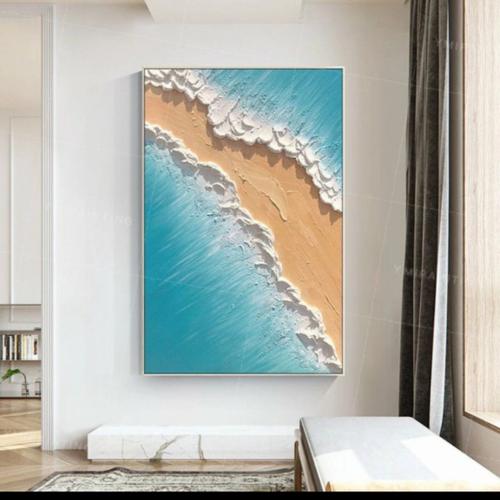 Jual lukisan pantai indah 50x70 plus frame - 50 x 70 cm - Kab. Bandung ...