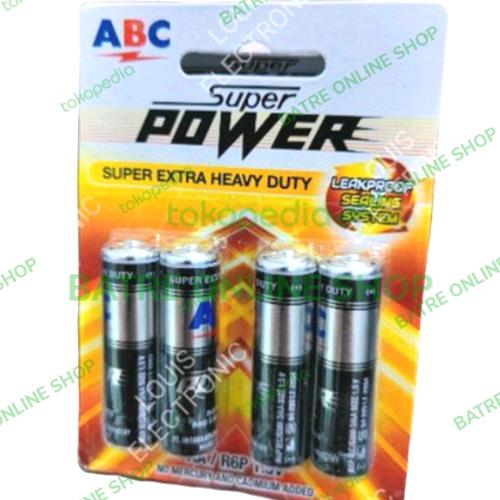Jual ABC SUPER POWER AA R6 1,5V 4PCS! BATERAI BATRE AA 1,5V SUPER POWER ...