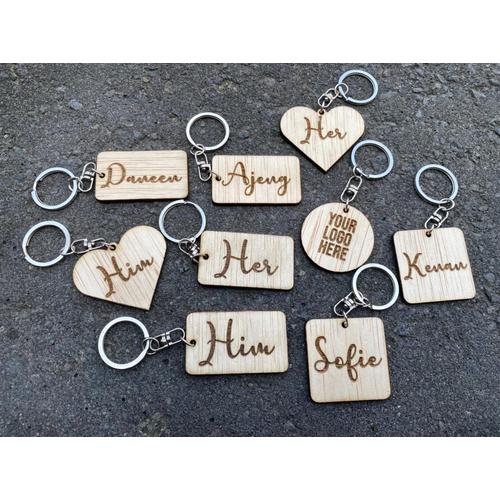 Jual Gantungan Kunci Kayu Custom | Wooden Keychain Label Ganci | Hadiah ...