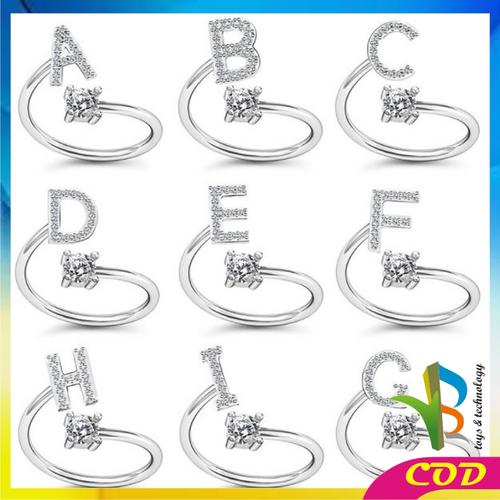 Jual RB-K59 Cincin Huruf Silver Abjad Huruf A-Z Stainless Inisial Nama ...