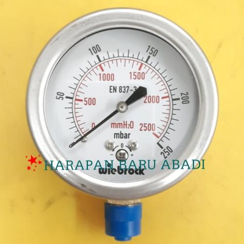 Jual Pressure Gauge Raket 2 1/2" inch 250 mbar 2500 mmH2O Stainless Brass - Jakarta Barat ...