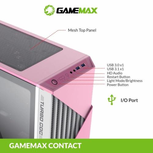 Jual GameMax Contac COC White Pink E-ATX Gaming PC Case With COC Fan ...