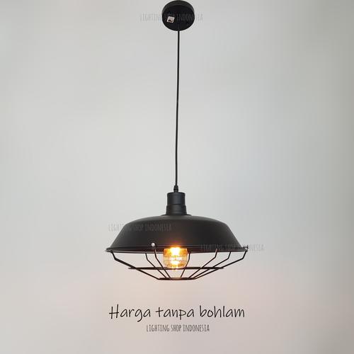 Promo Lampu gantung hias industrial kap 35cm + sarang hitam resto cafe - Diameter 35cm, 3pcs ...