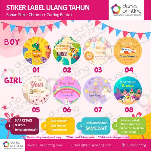 Jual Sticker Ulang Tahun Anak 2 ukuran 3cm-4cm-5cm-6cm-7cm-8cm - 01, 3 ...