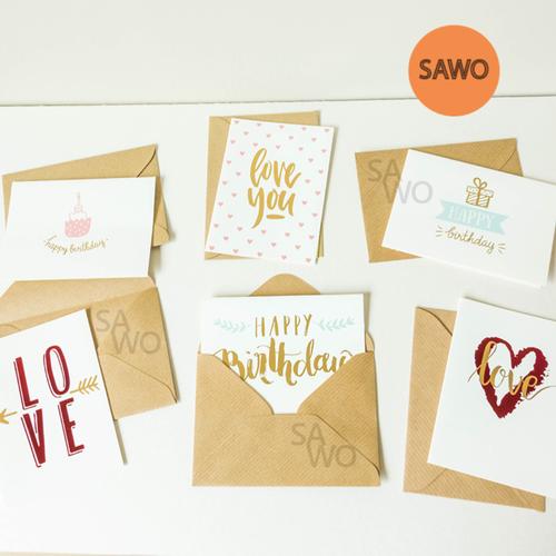 Jual Kartu Foil Warna Amplop Kraft Birthday Love Gift Card - Love Panah ...