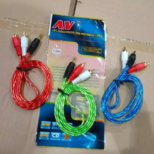 Jual Kabel Audio Hp ke Speaker AUX 2 in 1 Panjang 1.5M Colokan 3.5mm ...