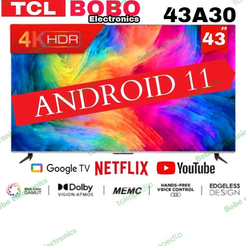 Jual TCL LED TV 43A30-43 INCH SMART ANDROID 11 UHD 4K HDR DOLBY ATMOS ...