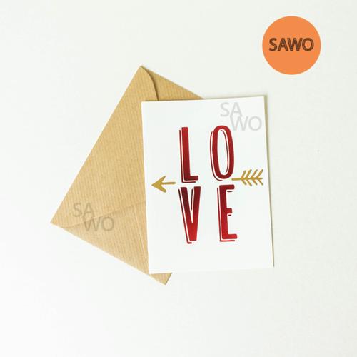 Jual Kartu Foil Warna Amplop Kraft Birthday Love Gift Card - Love Panah ...