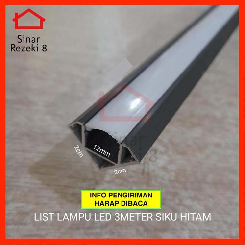 Jual List Lampu LED Strip HITAM Siku / Rumah Lis Cover Aluminium Casing ...