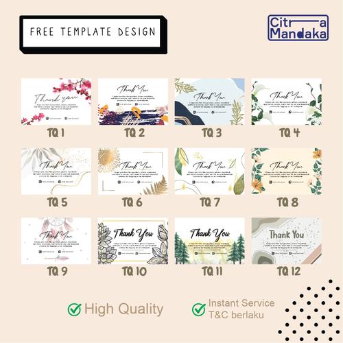 Jual Cetak Thank You Card Custom 1 Sisi |Print Kartu Ucapan Terima Kasih - Jakarta Pusat - Citra ...