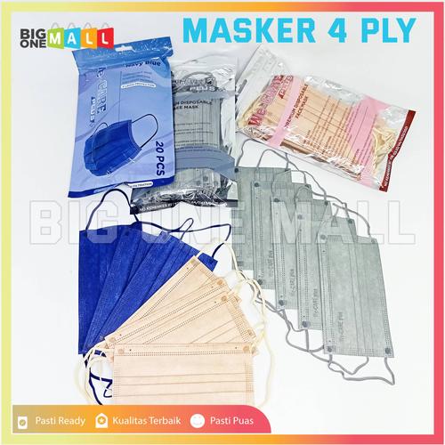 Promo MASKER EARLOOP 4PLY, Masker 4 ply Tebal Warna Premium, Medical ...