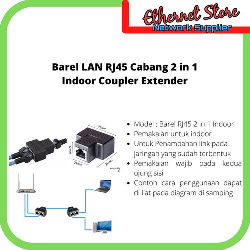 Jual Barel RJ45 Double Cabang 2 Indoor Female Barrel LAN Coupler ...
