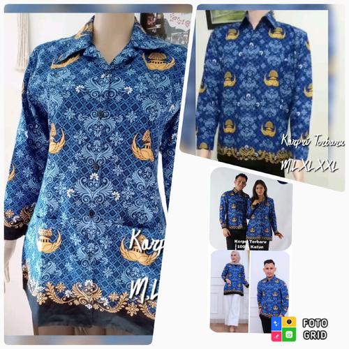 Promo Seragam KORPRI pria dan wanita motif terbaru full furing Katun halus - KERAH HITAM PRI, XL ...