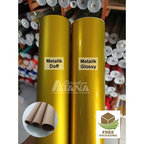 Jual Skotlet Kuning Metalik Doff Glossy Stiker Emas Gold Dop Gloss ...