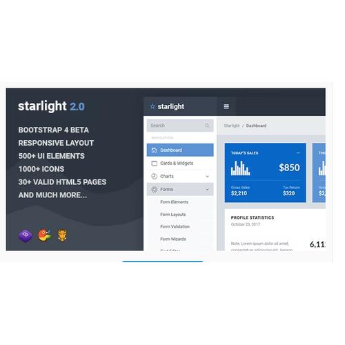 Jual Starlight Responsive Bootstrap 4 Admin Dashboard Template - Jakarta Selatan - prime course ...